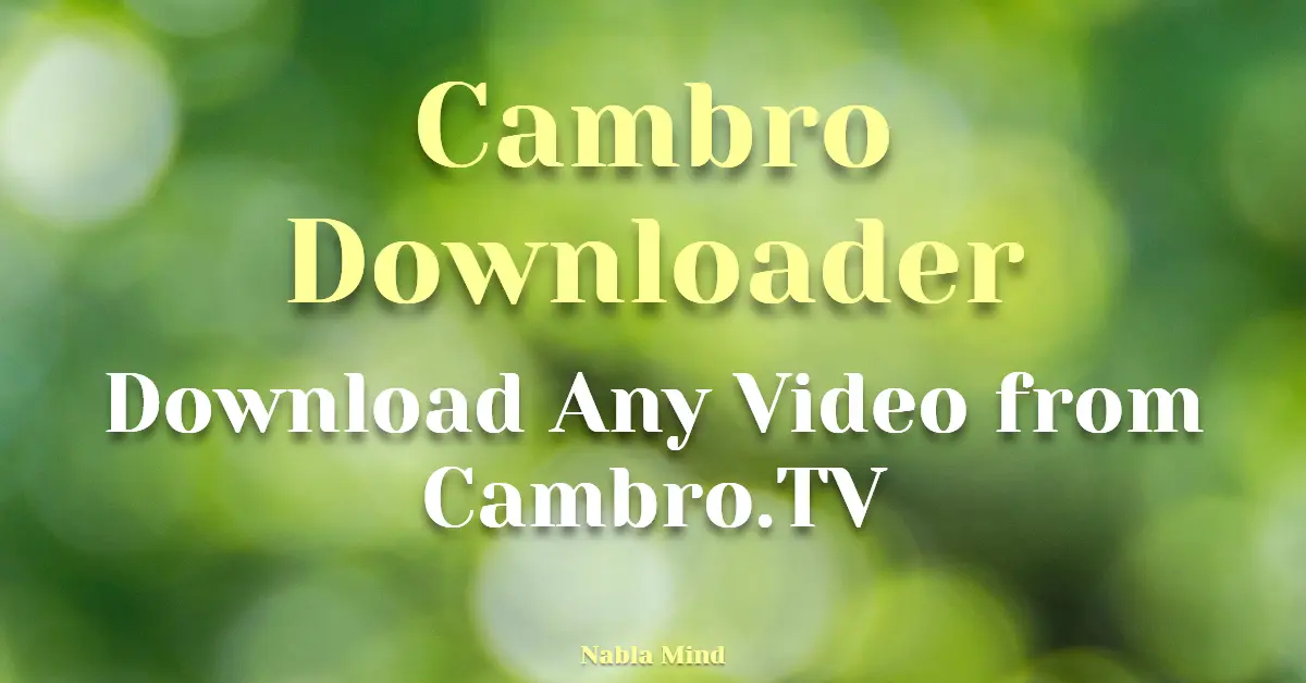 Cambro Video Downloader - Mass Cambro Video download